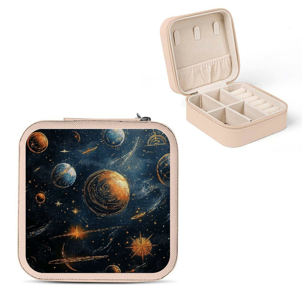 Creowell Space Art Stars Planets Travel Jewelry Box for Necklace Ring ...
