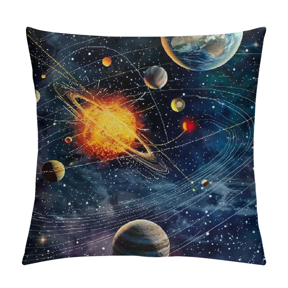 Creowell Space Planet Throw Pillow Covers 3D Solar System Universe ...