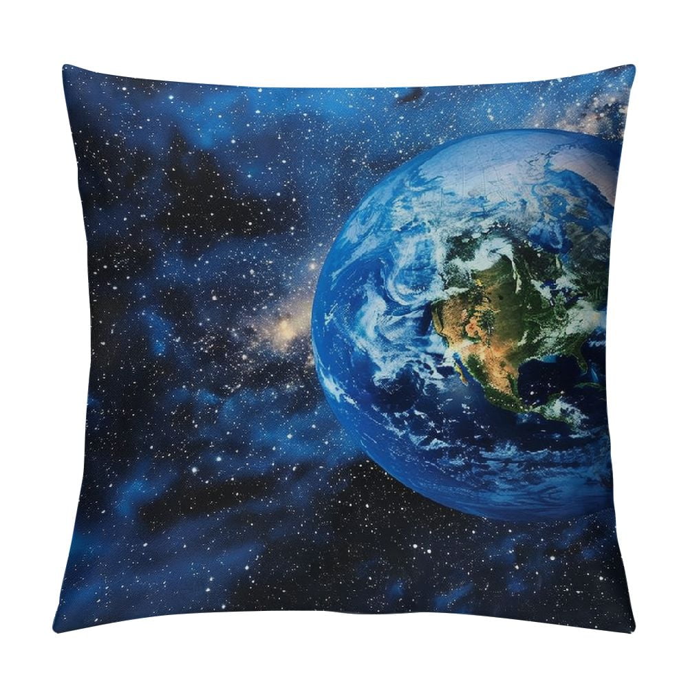 Creowell Space Throw Pillow Cushion Cover, Outer View of The Planet ...