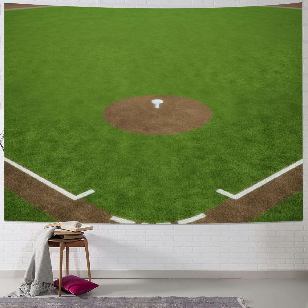 Creowell Sports Tapestry, American Baseball Field White Markings ...