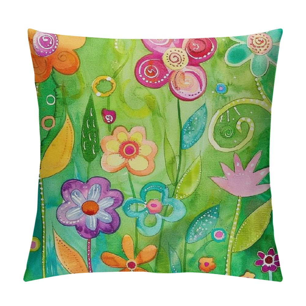 Creowell Spring Blooms Spring Pillow Covers Flower Outdoor Square ...