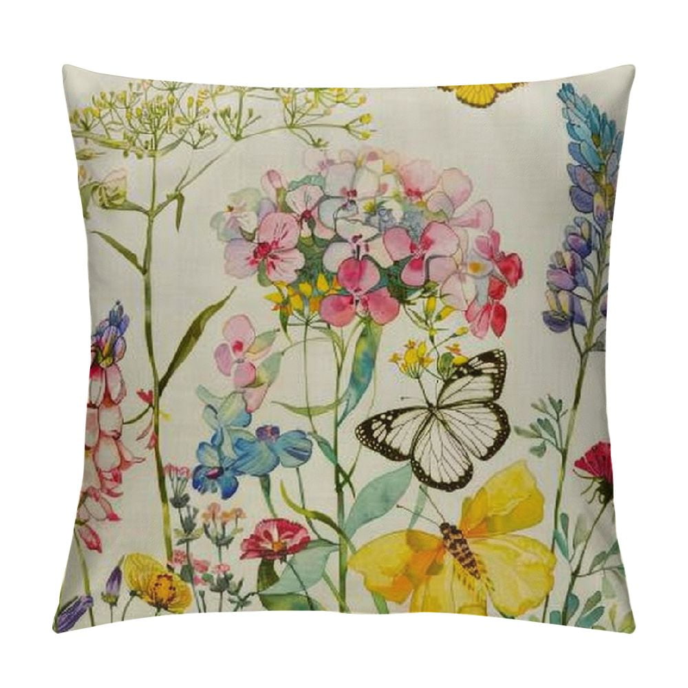 Creowell Spring Pillow Covers 18x18 ,Floral Butterfly Decorations ...