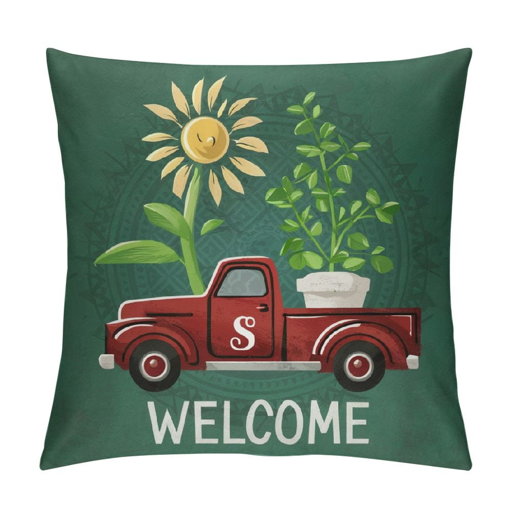 Creowell Spring Pillow Covers Eucalyptus Leaves Greenery Blue Vase ...