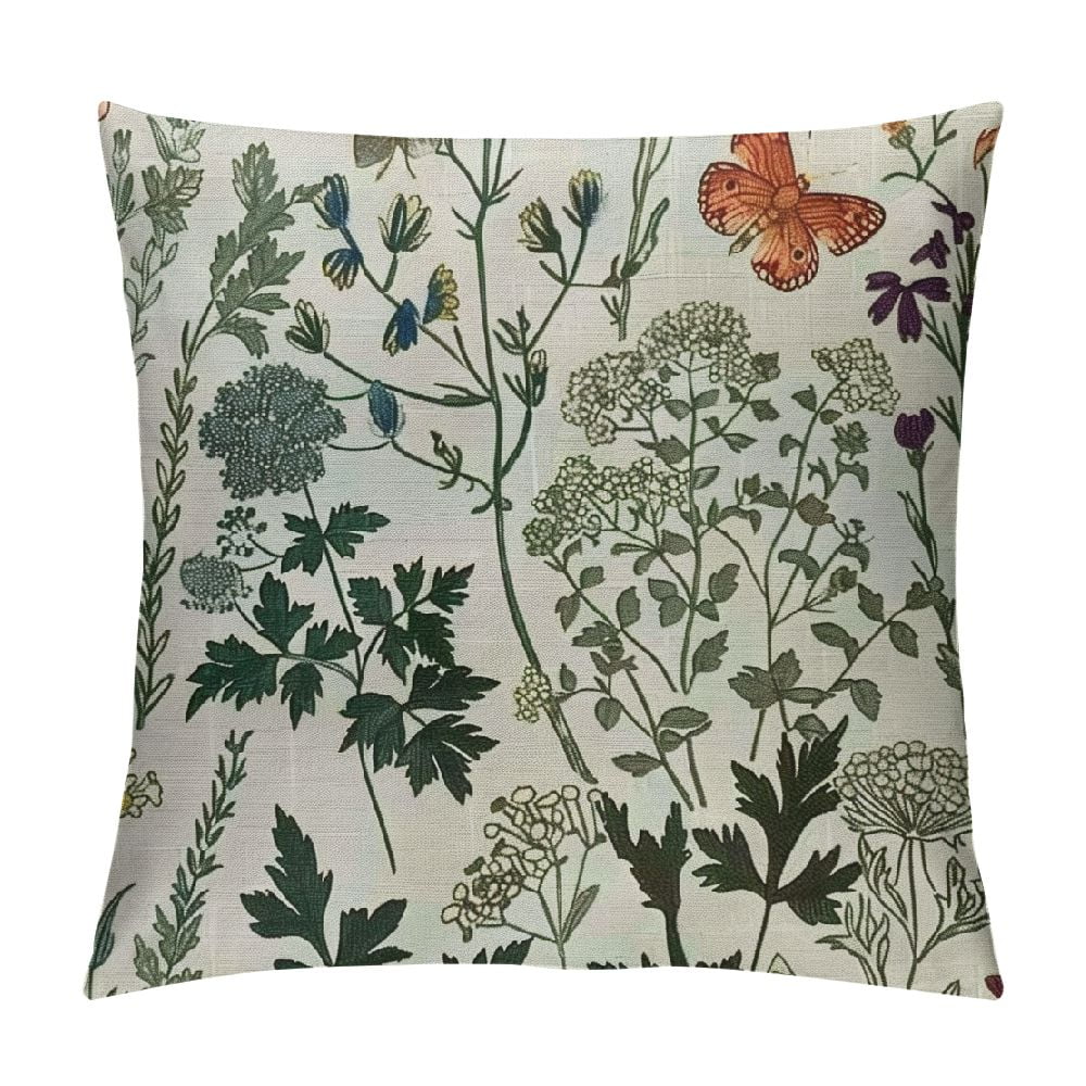 Creowell Spring Sage Green Pillow Covers , Wild Flower Plant Decorative ...