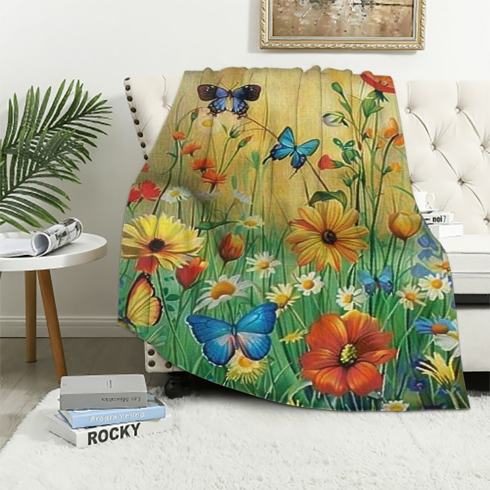 Creowell Spring Soft Flannel Throw Blanket, Idyllic Scenery of ...