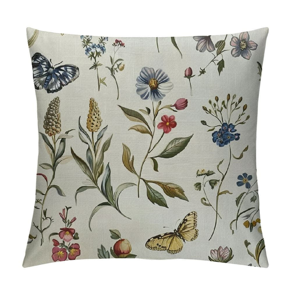 Creowell Spring Summer Sage Green Floral Pillow Covers Wildflower Leaf ...