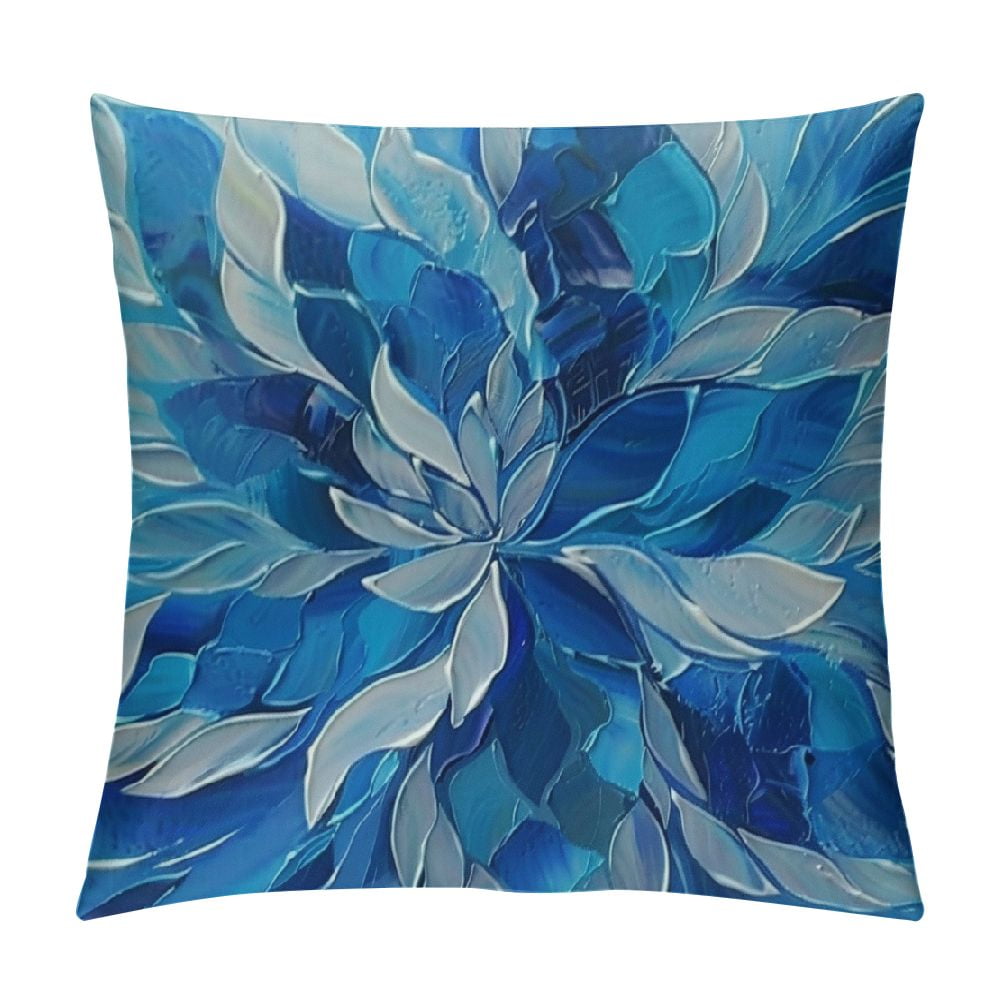 Creowell Spring Teal Dahlia Pillow Covers Navy Blue Teal Floral Couch ...