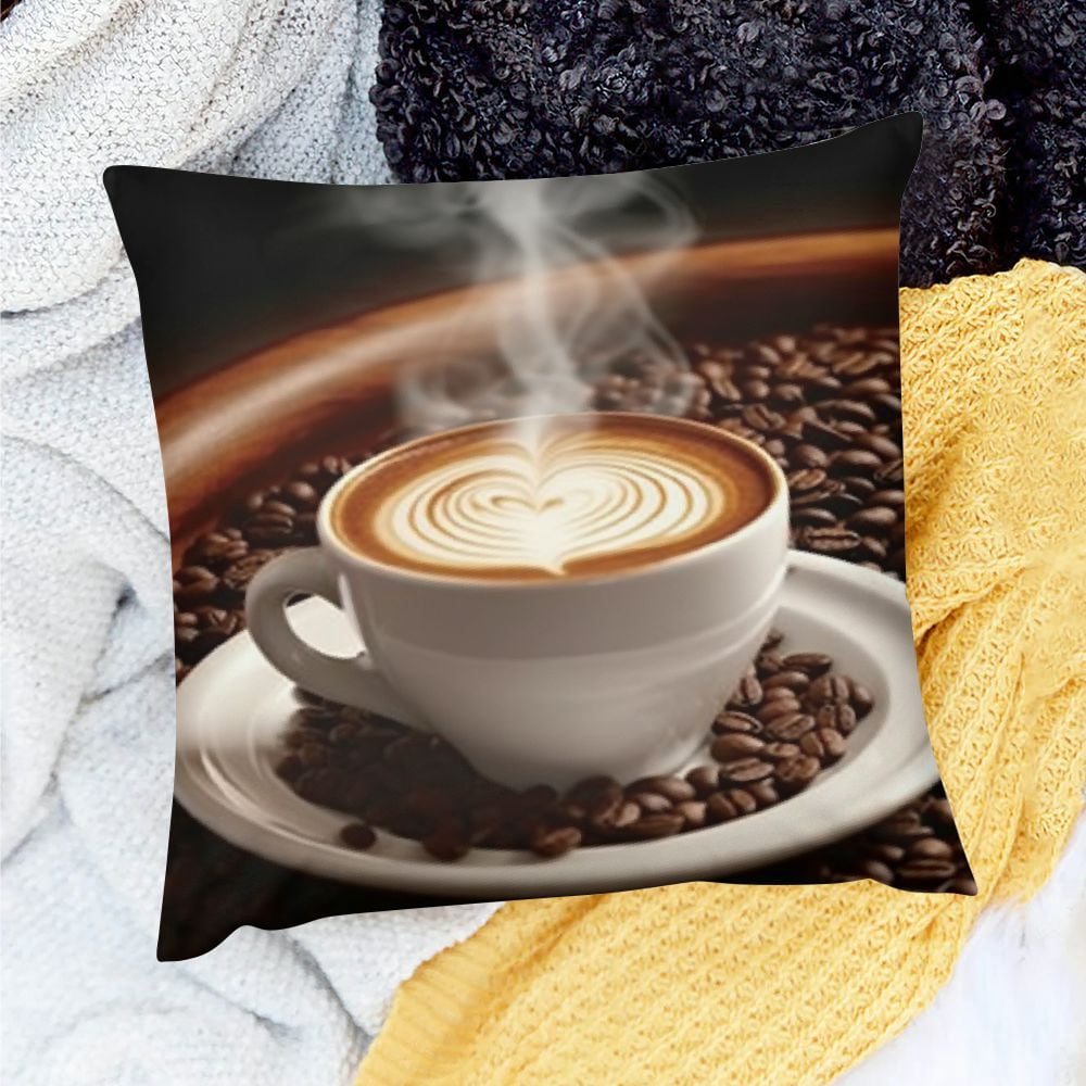 Creowell Square Cushion Cover Coffee Beans Swirl Tray Home Sofa Couch ...
