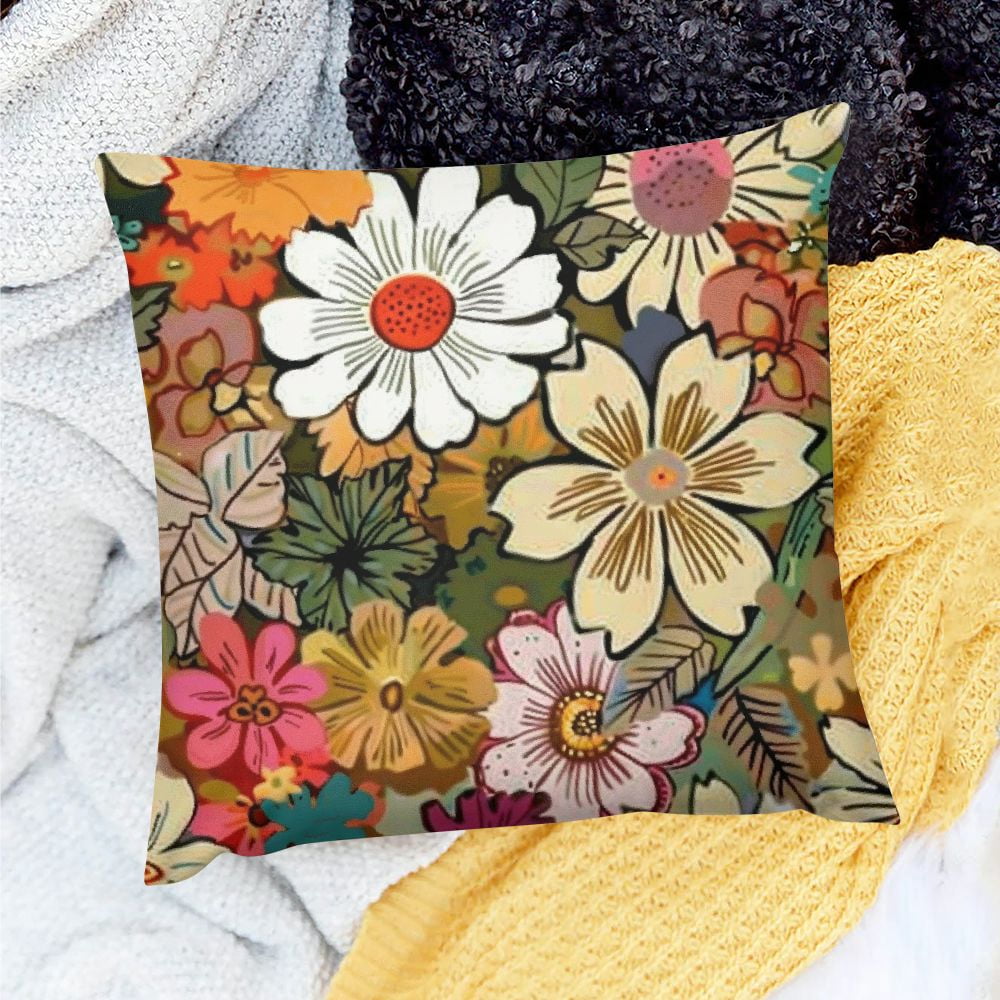 Creowell Square Cushion Cover Flowers Colors Patterns Home Sofa Couch ...