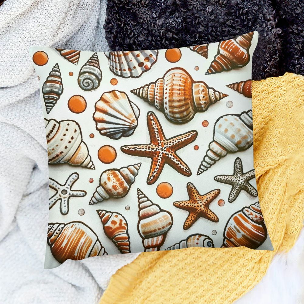 Creowell Square Cushion Cover Sea Shells Farmhouse Decor for Home Sofa ...