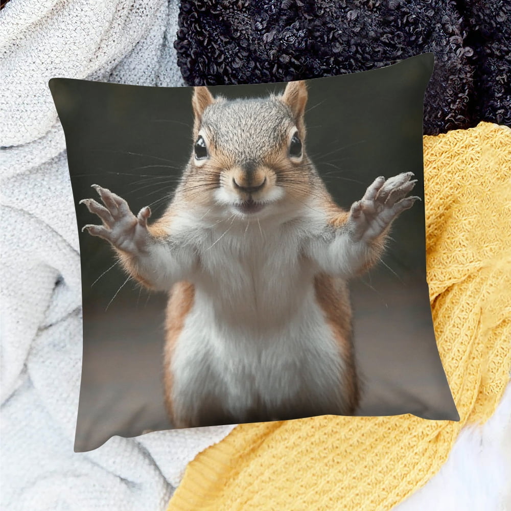 Creowell Squirrel Throw Pillow Cover 100% Linen Couch Decor 20x20in ...