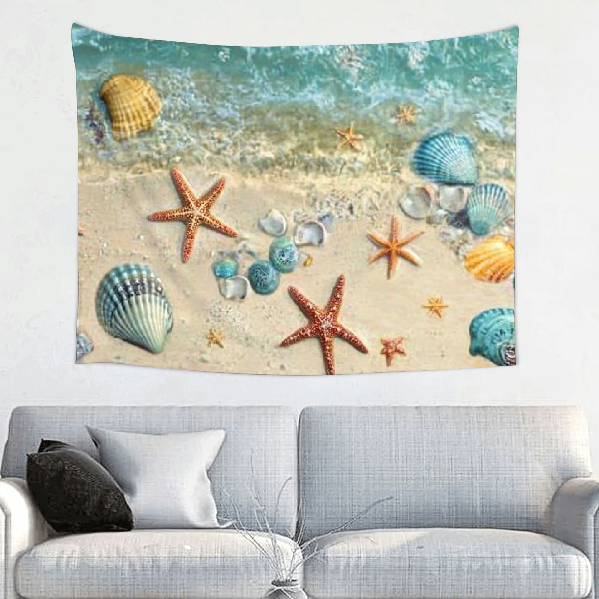 Creowell Starfish Shells Wall Tapestry Art for Bedroom Living Room ...