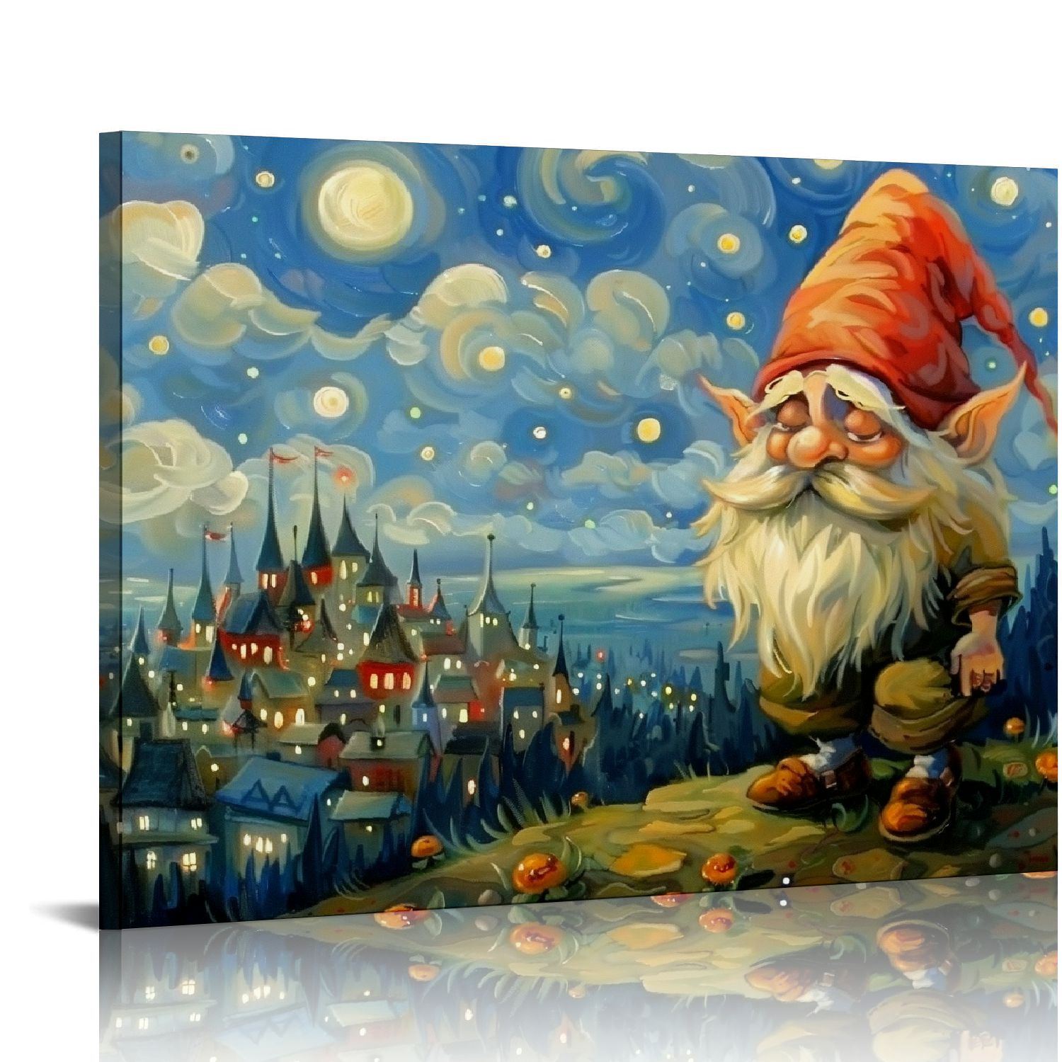 Creowell Starry Night Kawaii Gnome Canvas Poster Wall Art Decor Print ...