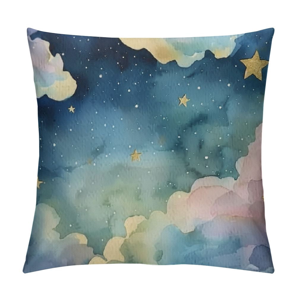 Creowell Stars Watercolor Sky Print Throw Pillow Covers Fashion Throw ...