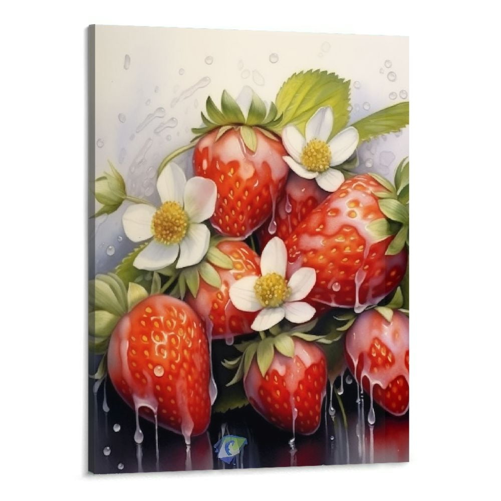 Creowell Strawberry Poster Fruit Wall Decor Kitchen Decoration ...