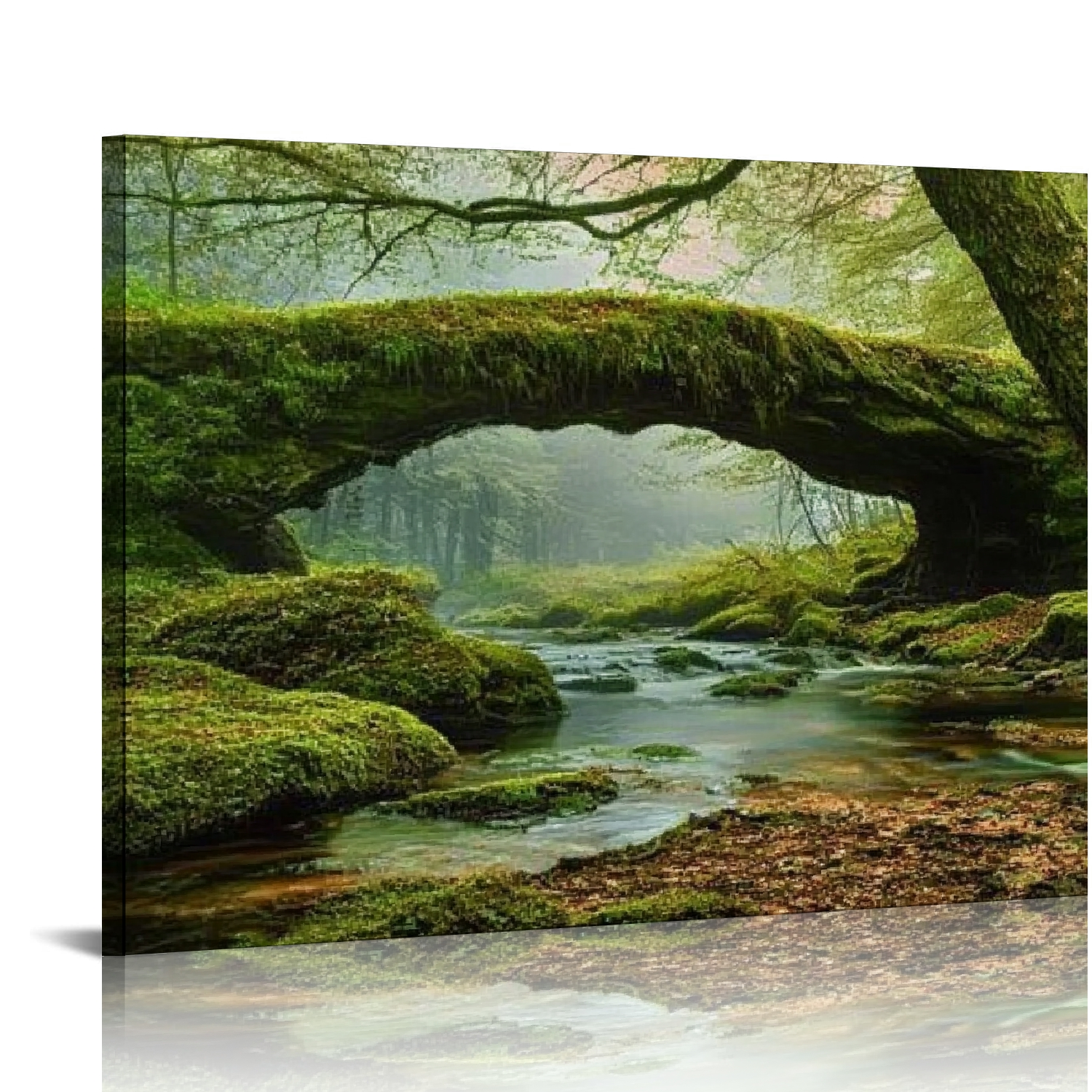 Creowell Stream Forest Bridge Canvas Print Wall Art Home Decor 16x12in ...