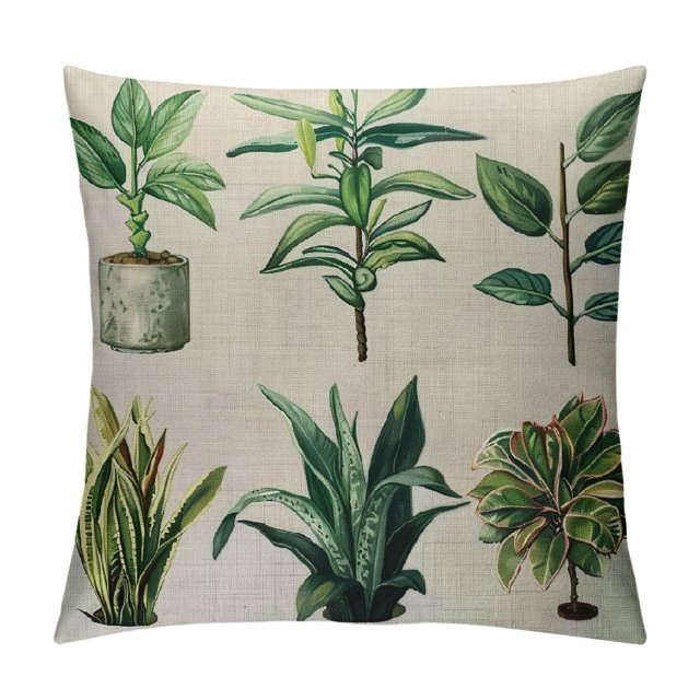Creowell Summer Green Plants Throw Pillow Covers Tropical Plants Pot ...
