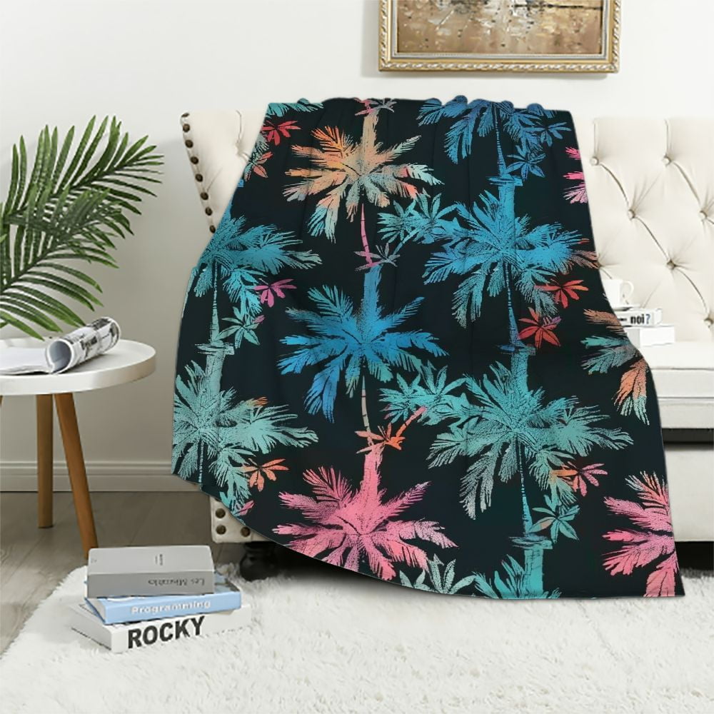 Creowell Summer Palm Trees Blanket All Seasons,Hawaiian Print Throw ...