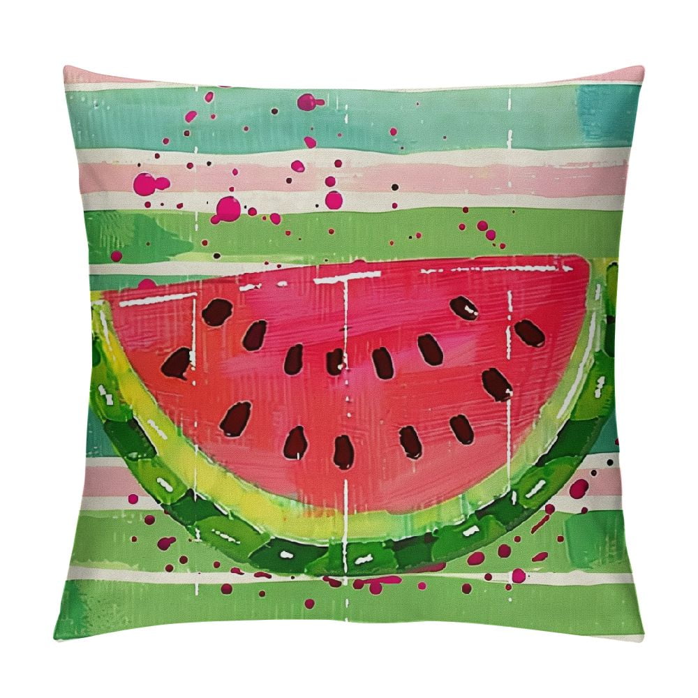 Creowell Summer Throw Pillow Covers Watercolor Watermelon Pillow Case ...