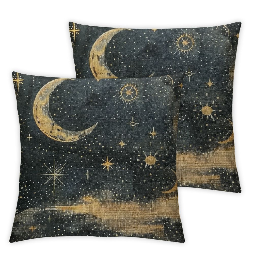 Creowell Sun Moon Decorative Pillow Covers, Boho Black White Moon Phase ...