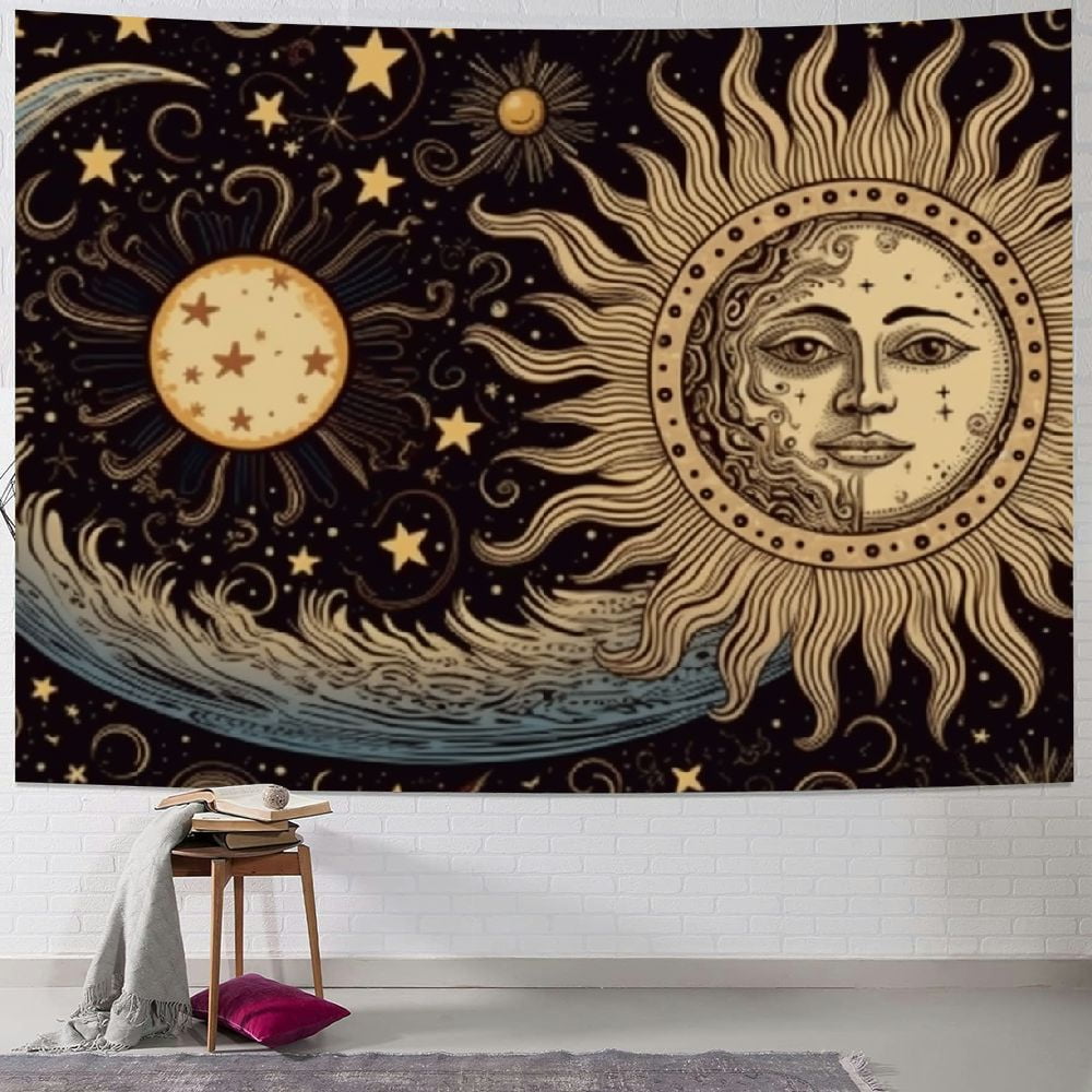 Creowell Sun and Moon Tapestry, Aesthetic Spiritual Tapestries Mystic ...
