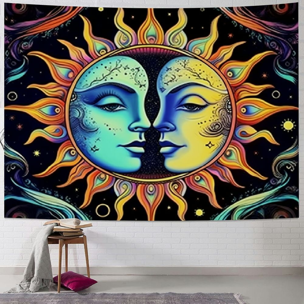 Creowell Sun and Moon Tapestry, Burning Sun Tapestries,Aesthetic Mystic ...