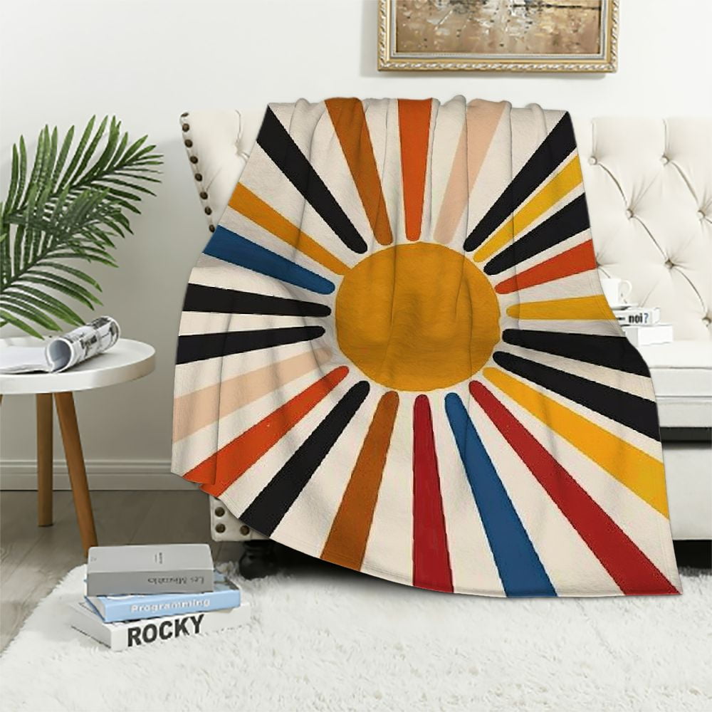 Creowell Sunburst Colors Abstract Art Throw Blanket Outdoor Unisex Gift ...