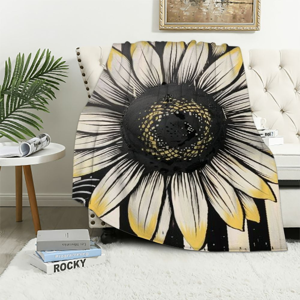 Creowell Sunflower Blanket Beautiful Flower Pattern Bed Throw Blanket ...