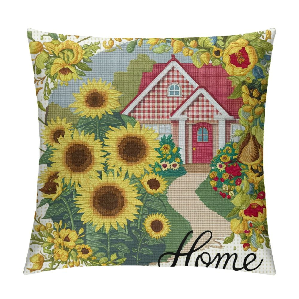 Creowell Sunflower Pillow Covers,HOME Throw Pillow Cover,Autumn ...