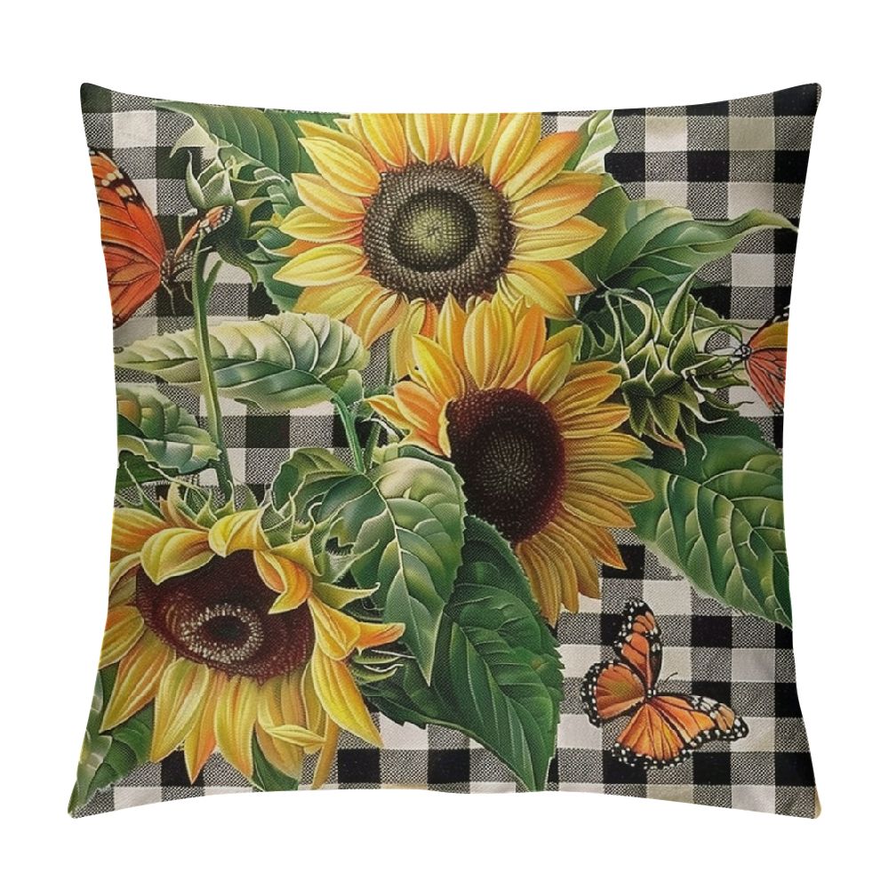 Creowell Sunflower Pillow Covers Multi Size Yellow Flower Green ...