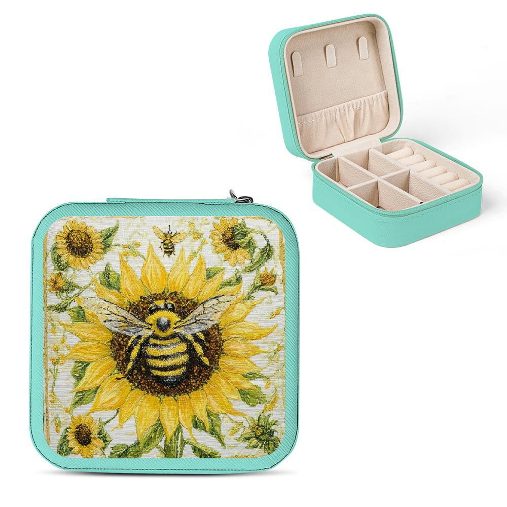 Creowell Sunflowers Small Jewelry Box for Women Necklace Ring Earring ...