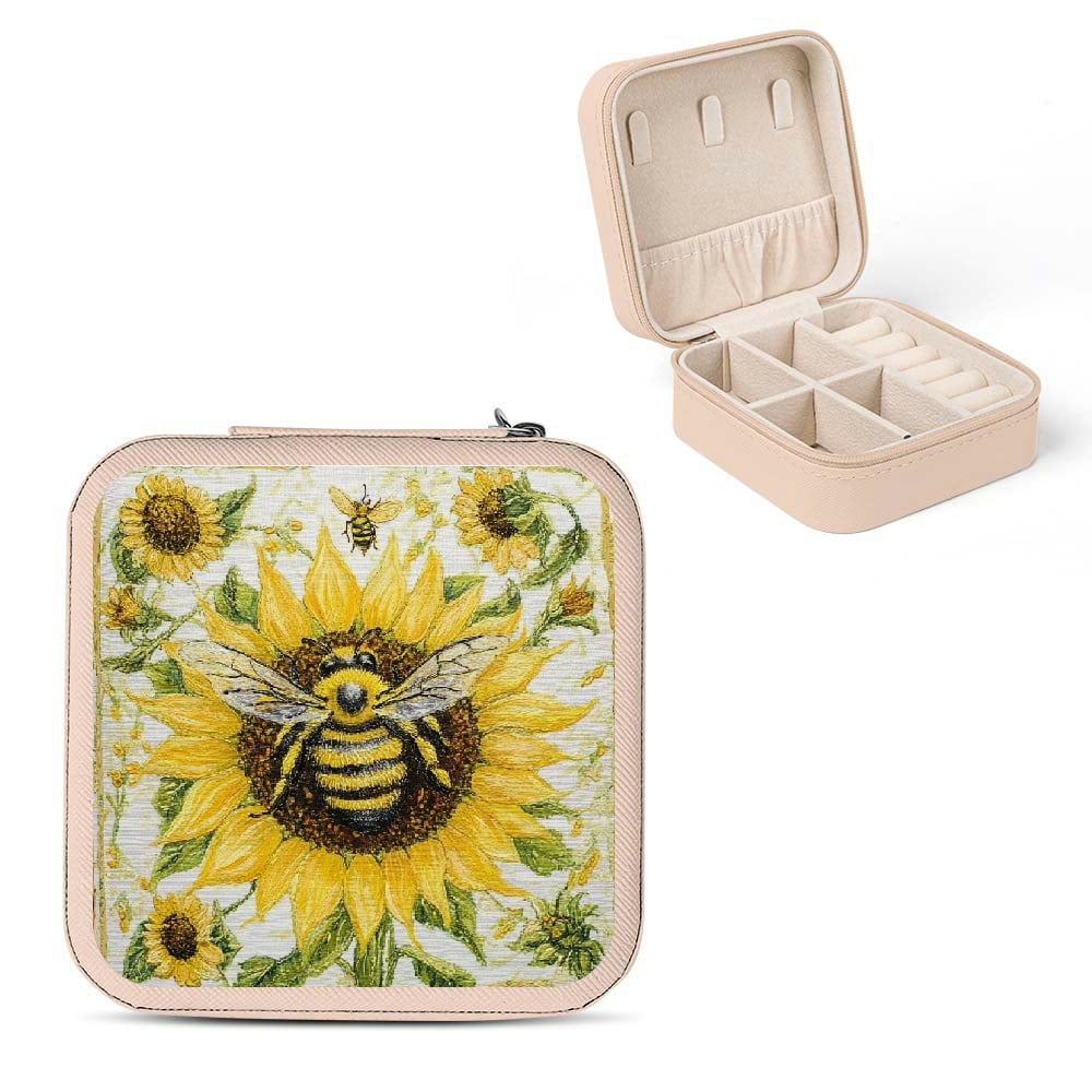 Creowell Sunflowers Small Jewelry Box for Women Necklace Ring Earring ...