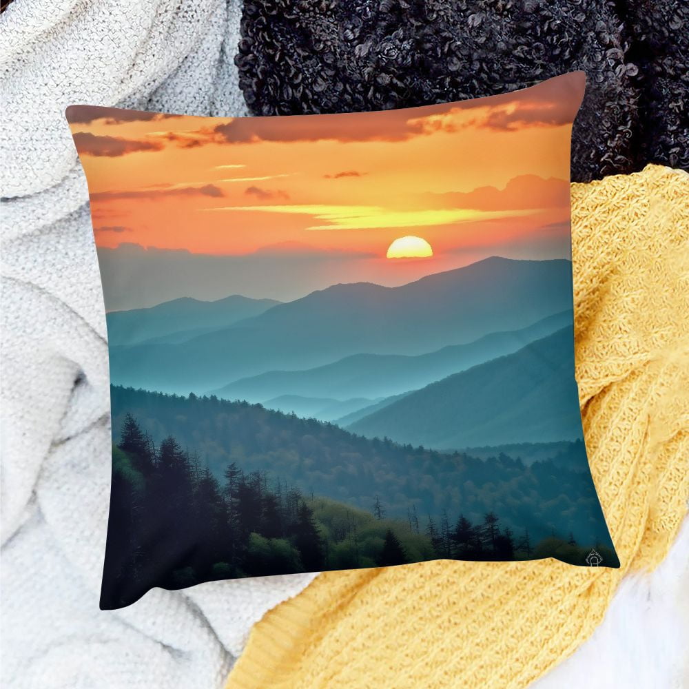 Creowell Sunset Mountain Trees Pillow Covers Decoration for Home Sofa ...