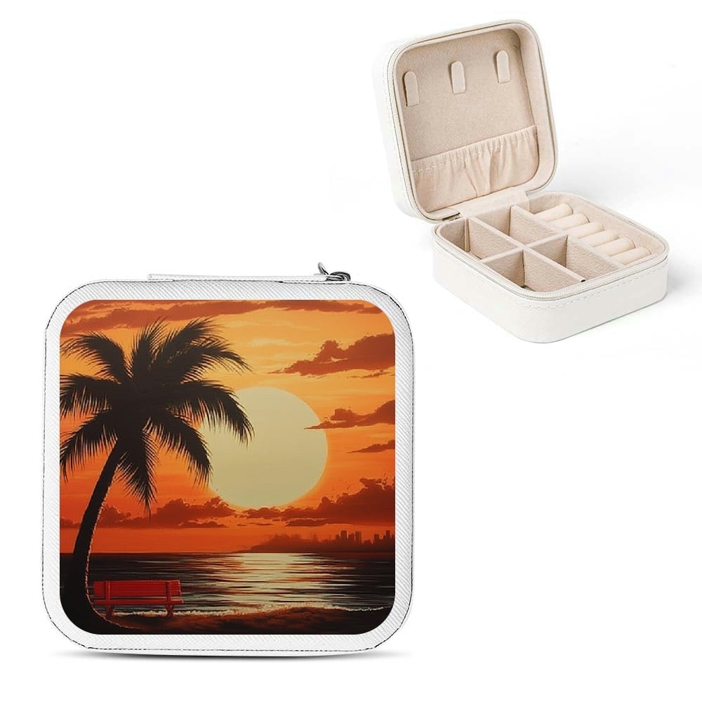 Creowell Sunset Palm Tree Jewelry Box Organizer for Necklace, Ring ...