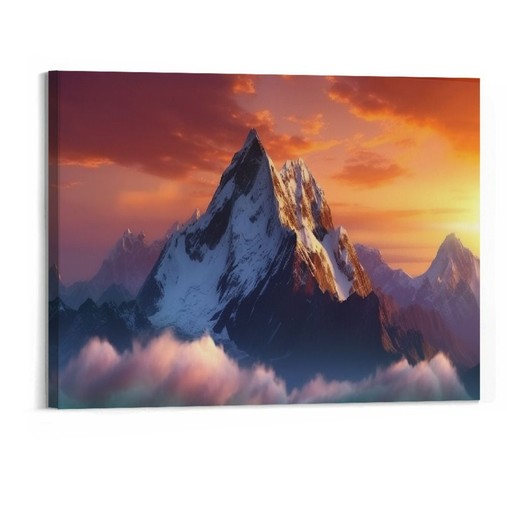 Creowell Sunset on The Summit of Mount Everest Poster Picture Canvas ...