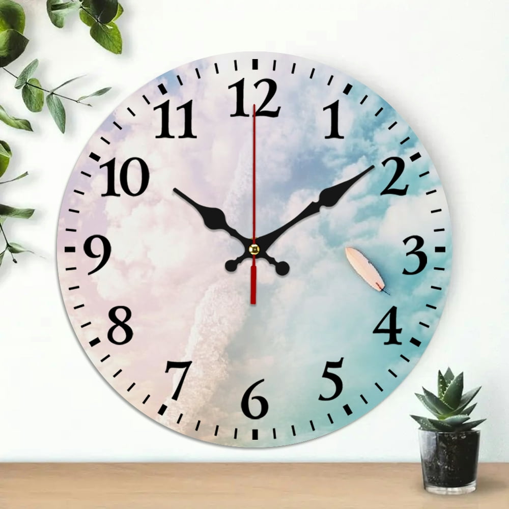 Creowell Surfing Beach Wall Clock Silent Mechanical Movement 10 Inch ...