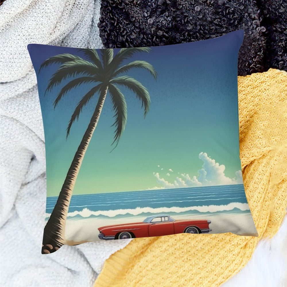Creowell Surrealism Palm Tree Beach Throw Pillow Cover for Home Sofa ...