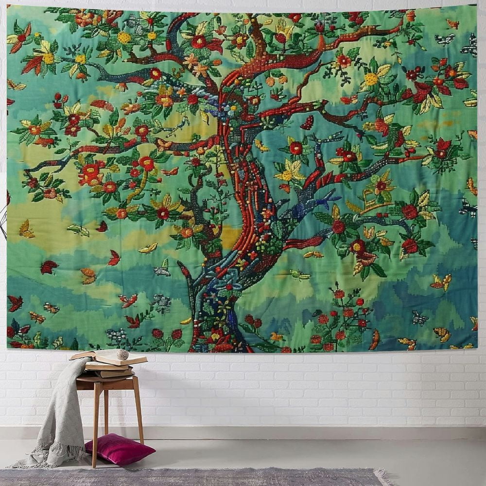 Creowell Tapestry Green Tree of Life Wall Hanging Psychedelic ...