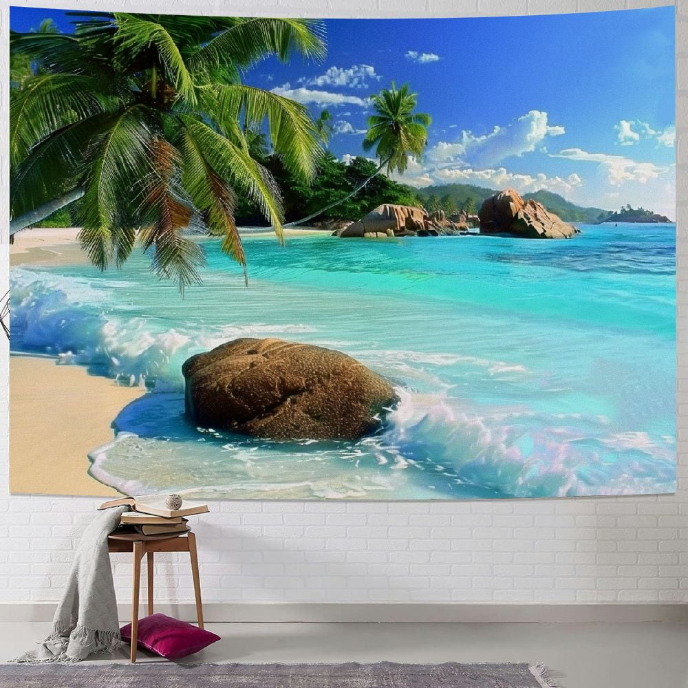 Creowell Tapestry Ocean Beach Tapestry Wall Hanging Tropic Paradise ...