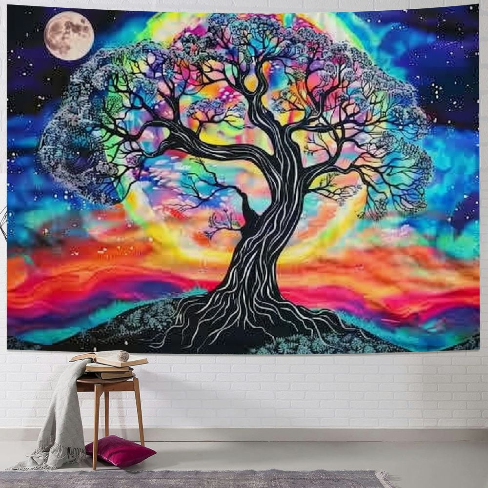 Creowell Tapestry Sun and Moon Star Wall Tapestry Hippie Space Galaxy Tapestry for Bedroom ...