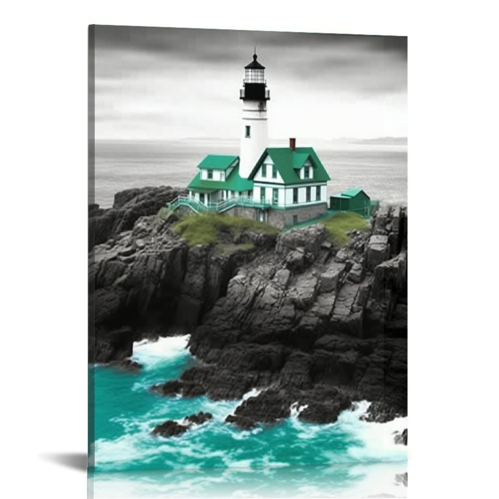 Creowell Teal Ocean Canvas Wall Art Summer Seascape Blue Painting ...