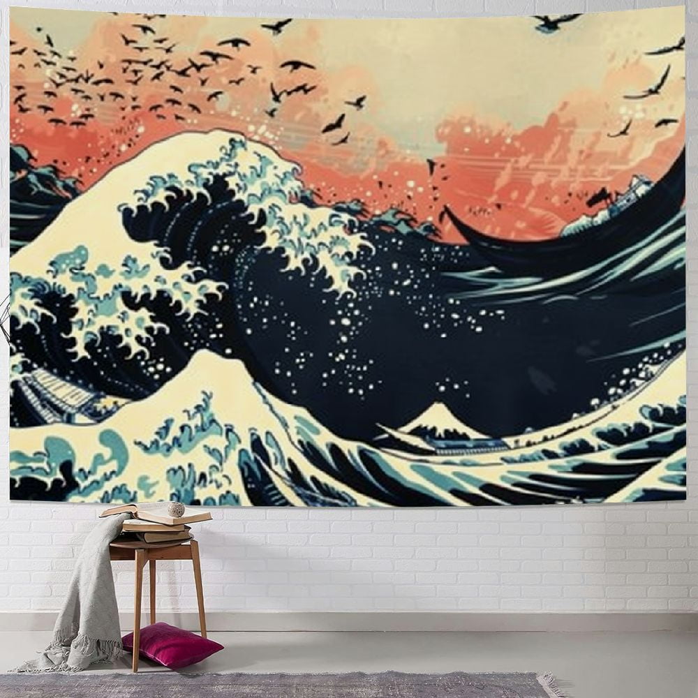 Creowell The Great Wave Tapestry Japanese Ocean Sea Wave Tapestries ...