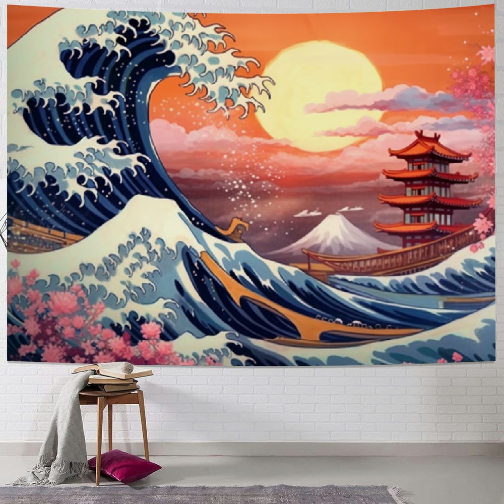 Creowell The Great Wave Tapestry Japanese Ocean Wave Wall Tapestry ...