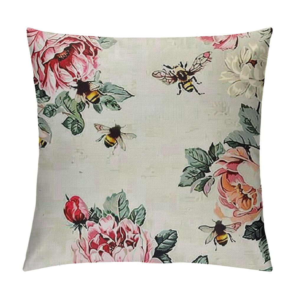 Creowell Throw Pillow Cover for Bed Car Living Room Watercolor Flower ...