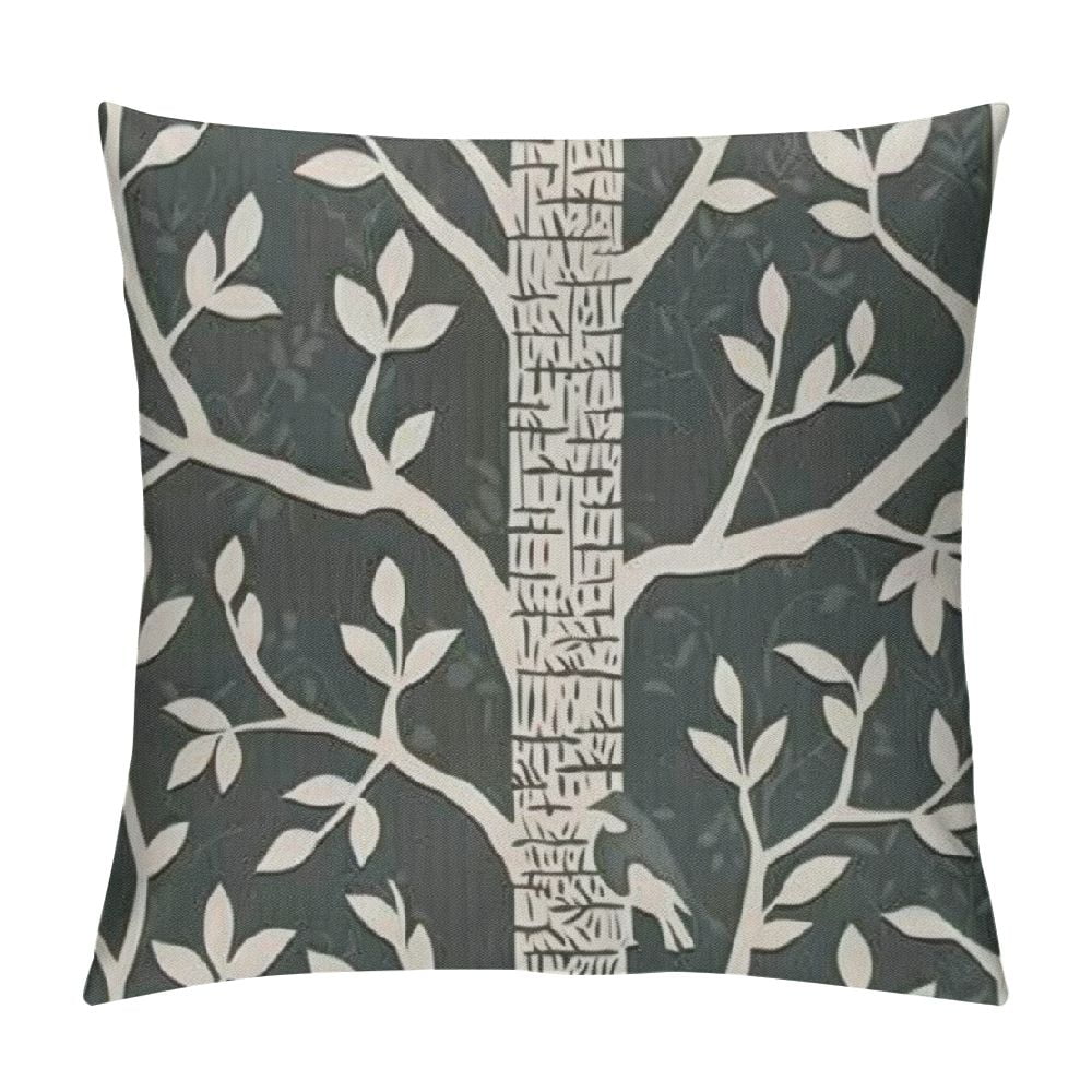 Creowell Throw Pillow Cover Birch Tree Autumn Trees with Leaves Natural ...