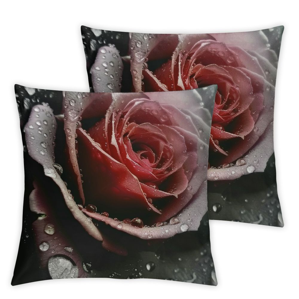 Creowell Throw Pillow Cover Black Rose Vintage Style Retro Flowers ...