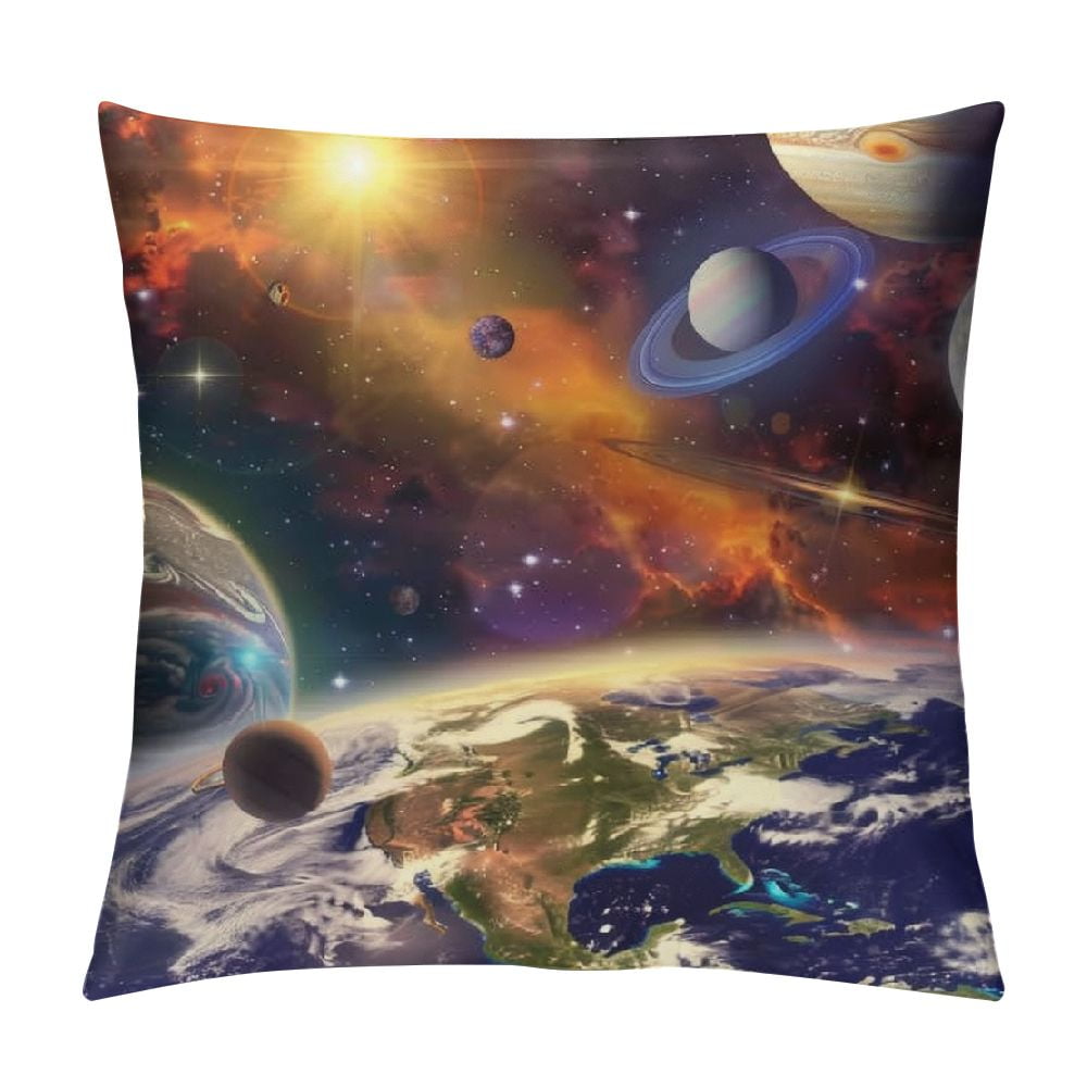 Creowell Throw Pillow Cover Space Planet Solar System Universe Planet ...