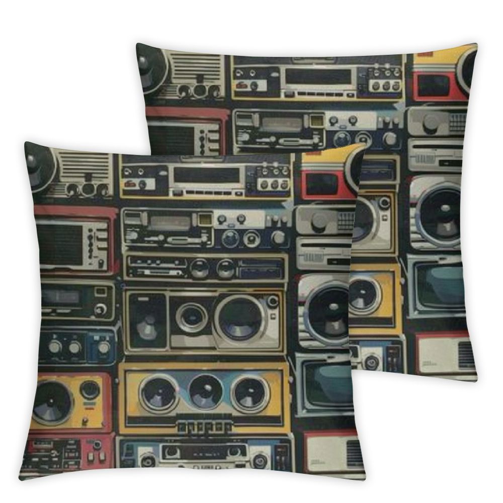 Creowell Throw Pillow Covers for Couch Radio Boombox Wall Decorative ...