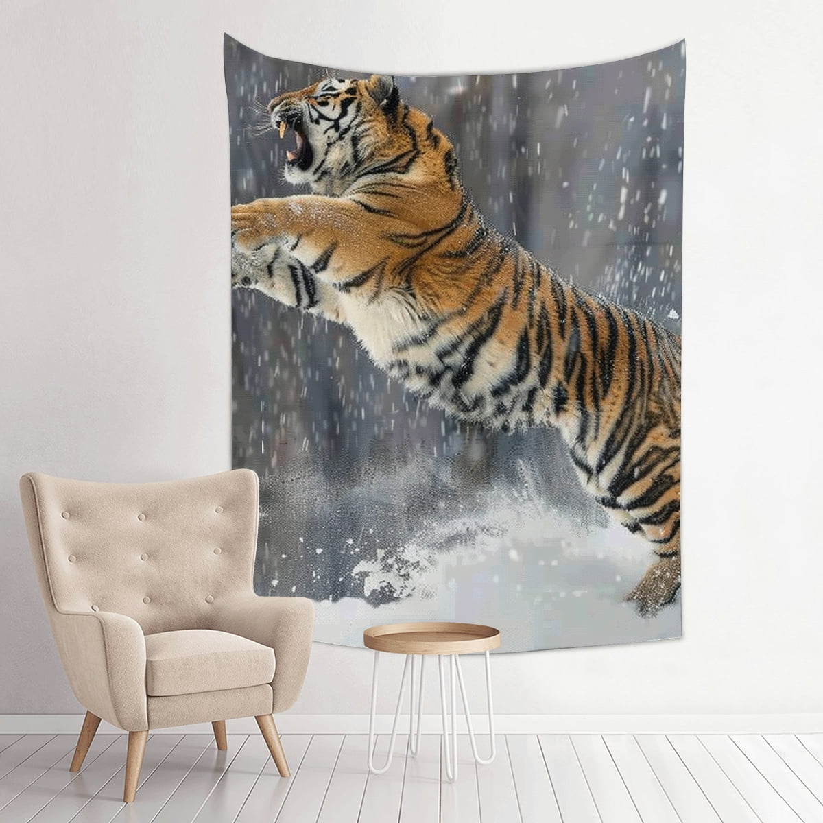 Creowell Tiger Jumping Snow Tapestry Wall Art Home Decor 4 Sizes 30 ...