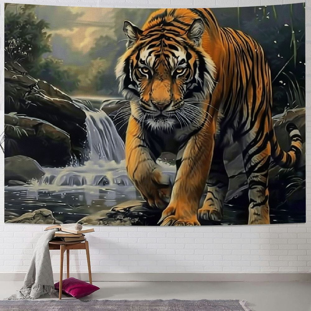 Creowell Tiger Tapestry, Jungle King of The Forest Tiger Tapestry ...